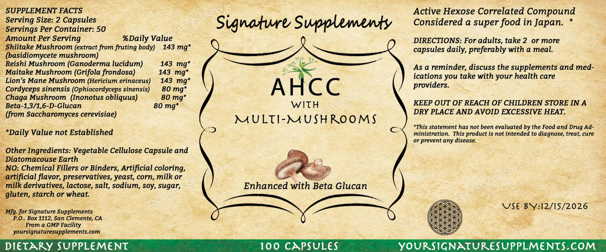 AHCC with Multi Mushrooms - 100 Capsules – Your Signature Supplements