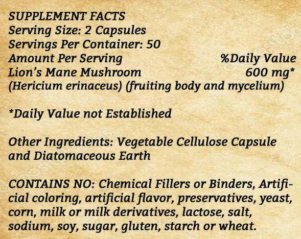 Lion's Mane - 100 Capsules | Your Signature Supplements